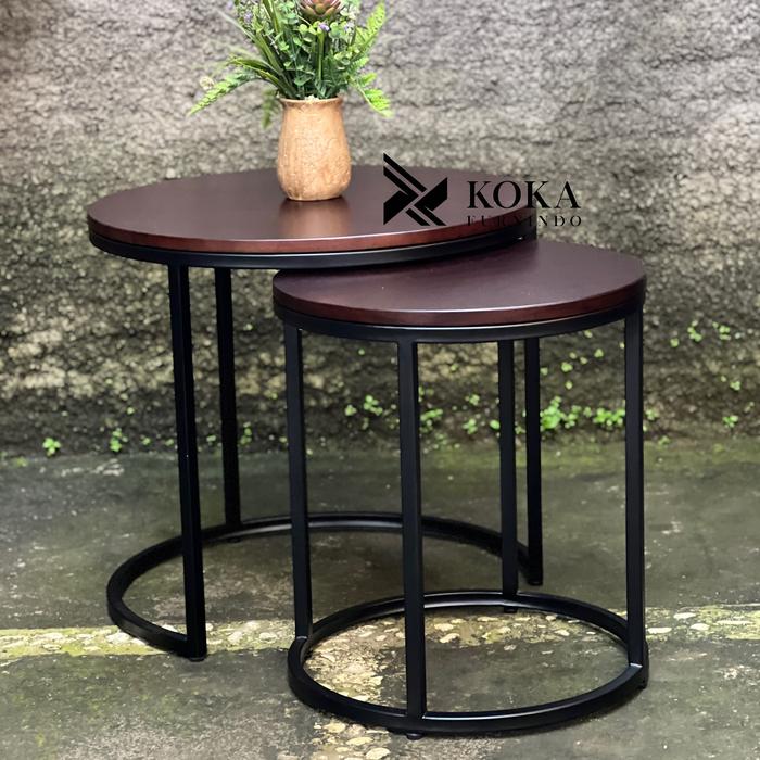 Jual Industrial Coffee Table Nesting Meja Tamu Susun Jati Modern Besi - Kab. Jepara - Koka ...