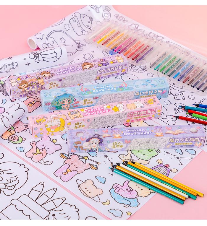 Promo Kertas mewarnai jumbo stiker roll mewarnai anak kartun animal ...