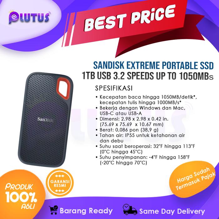 Jual Sandisk Extreme Portable SSD E61 1TB USB 3.2 Speeds up to 1050MBs - Jakarta Pusat - PLUTUS ...