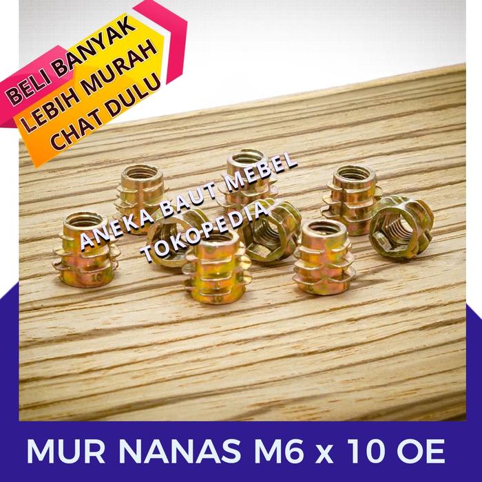Jual Mur Nanas M6 x 10 mm OE / Mur Nanas M6x10 / Mur Tanam / Insert Nut - Kota Semarang - aneka ...