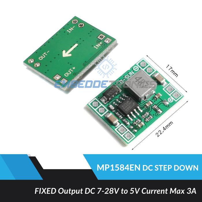 Jual MP1584 SMALL FIXED OUTPUT STEP DOWN DC 3A 7V-28V TO 5V MODULE ...