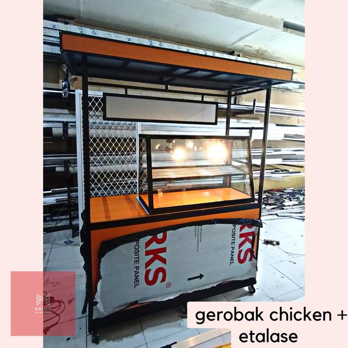 Jual gerobak jualan + etalase ayam goreng/etalase chicken 1 m - Kota ...