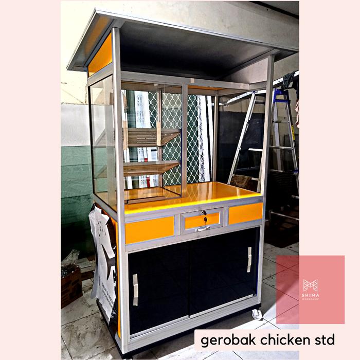 Jual gerobak fried chicken shima jy/etalase chicken/gerobak dagang ...