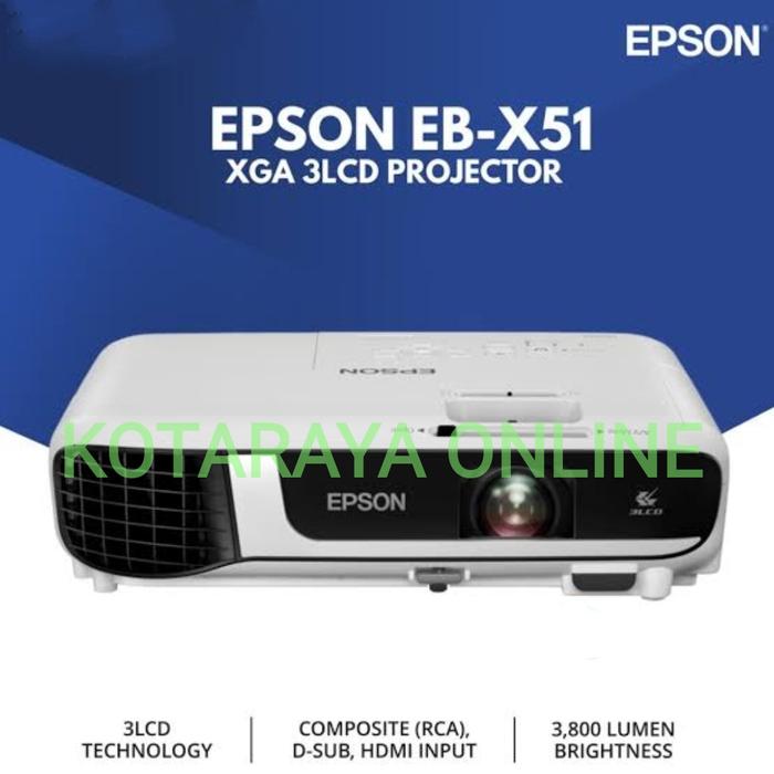 Jual PROYEKTOR EPSON EB-X51 EBX51 PROJECTOR 3800 ANSI LUMENS XGA HDMI 3LCD - Jakarta Barat ...