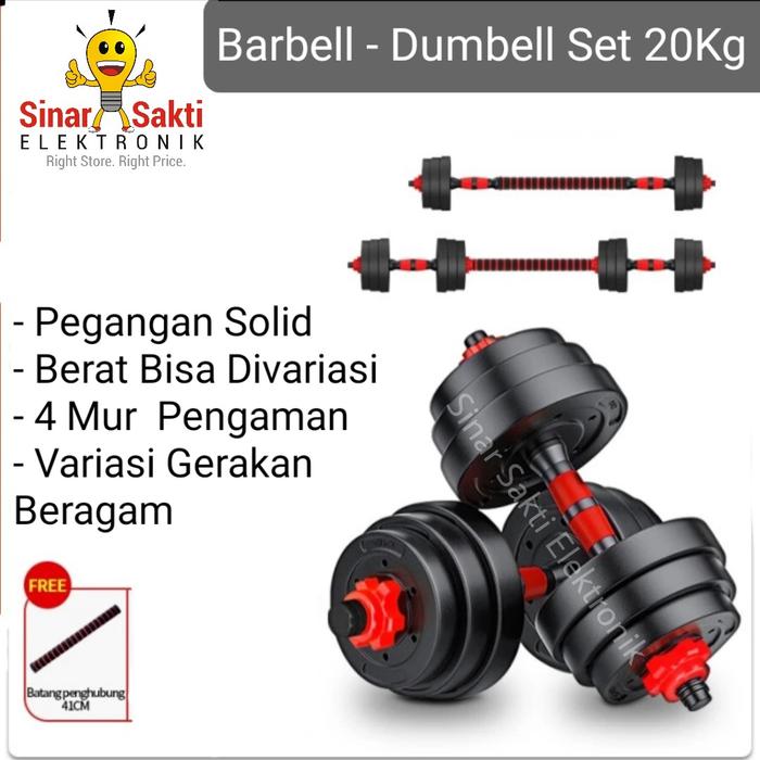 Jual Dumbell Barbel 20kg 20 Kg 1 Set Dumbel Peralatan Alat Fitness ...