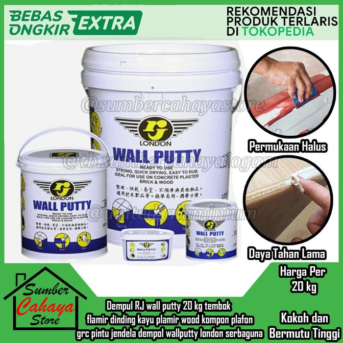 Jual Dempul RJ wall putty 25 kg tembok dinding kayu plamir wood pintu ...