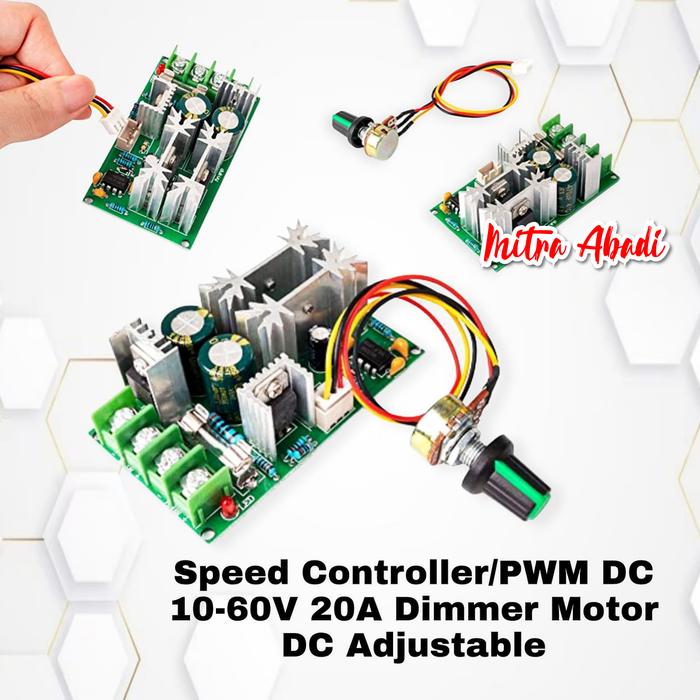 Jual Speed Controller/PWM DC 10-60V 20A Dimmer Motor DC Adjustable ...