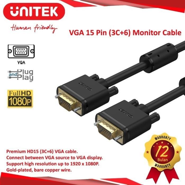 Jual UNITEK Kabel VGA CABLE 10M GOLD PLATED 10 meter - YC506G - Jakarta Utara - TF Com | Tokopedia