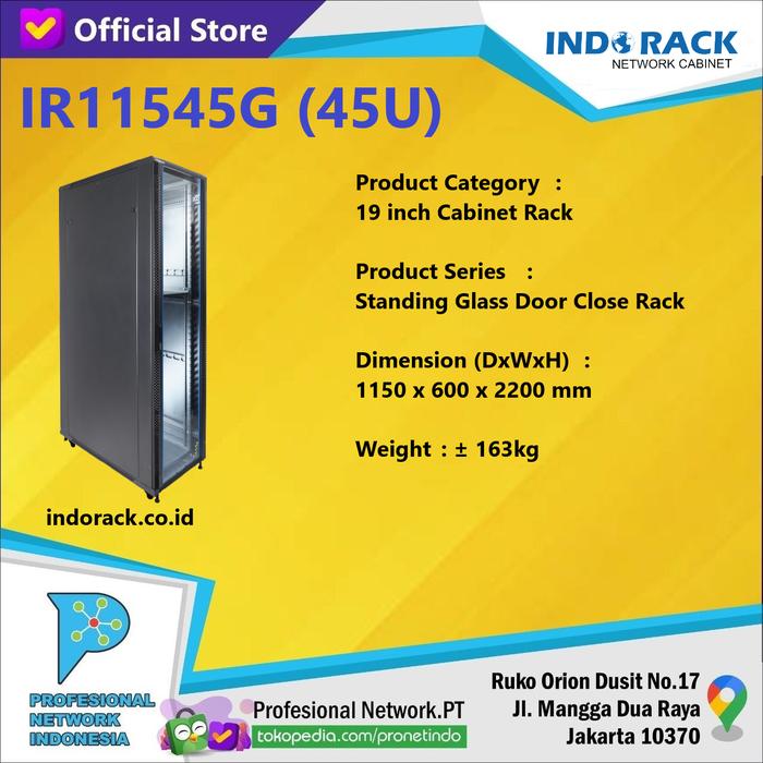 Promo Rack Server 19" 45U IR11545G Depth 1150 Indorack Close Rack Glass ...