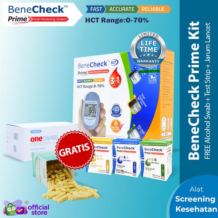 Jual Benecheck Prime Kit GRATIS 3 Test Strip+Alcohol Swab+Jarum Lancet ...