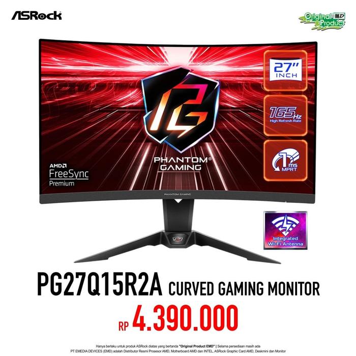 Jual ASRock Phantom Gaming PG27Q15R2A - QHD 165Hz CURVED GAMING MONITOR ...