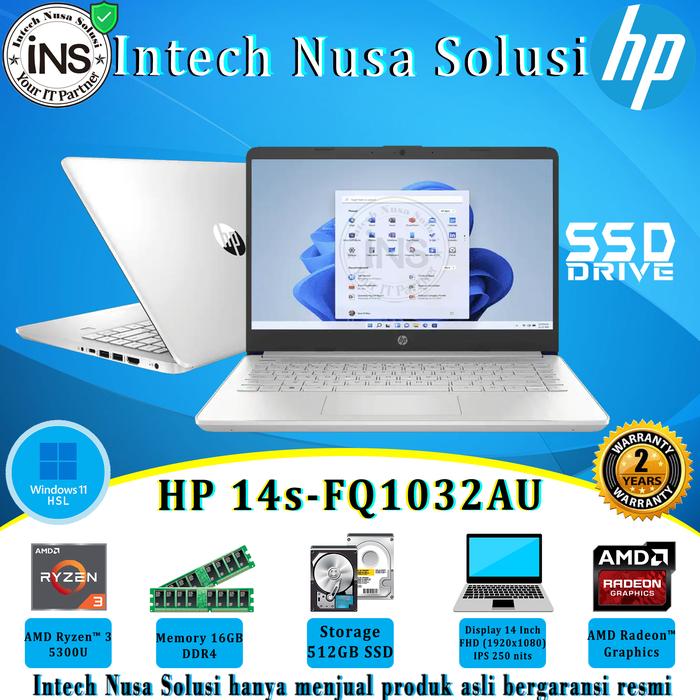 Jual HP 14s-FQ1032AU/35AU Ryzen 3 5300U 16GB 512GB SSD WIN11HSL 2YR OHS ...
