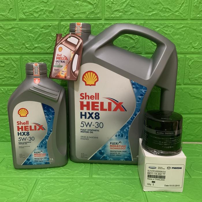Jual Oli Shell helix HX8 5W-30 5L paket filter oli Mazda cx5 cx7 cx9 ...