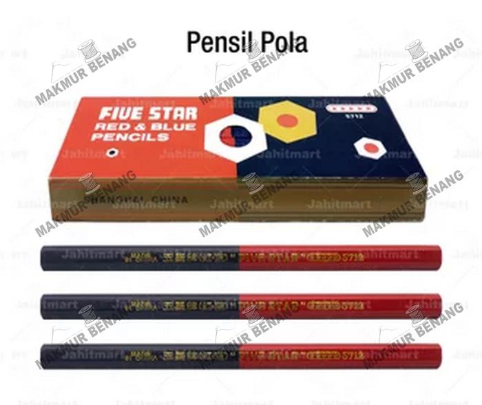 Jual Pensil Fivestar dua warna merah biru /pensil pola ukuran besar ...