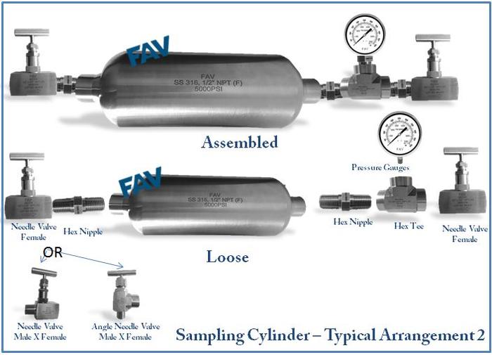 Jual FAV Sampling Bomb Cylinder for Gas Stainless Steel 316, 1800 Psi ...