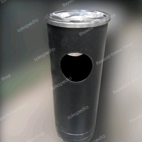 Jual standing ashtray tempat sampah stainless tutup asbak couting hitam ...