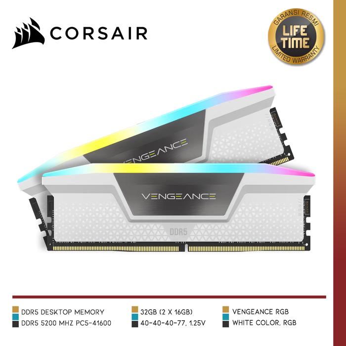 Promo CORSAIR CMH32GX5M2B5200C40W | VENGEANCE RGB DDR5 32GB 2x16GB DDR5 5200 Cicil 0% 3x ...