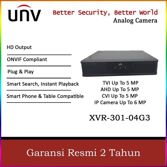 Jual DVR 4 Channel Uniview DVR 5MP 5in1 XVR301-04G3 Garansi Resmi 2 Tahun - Jakarta Pusat ...