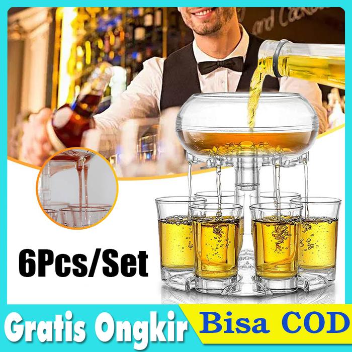 Jual 6 Shot Gelas Dispenser Dan Holder Wine Beer Glass Transparent ...