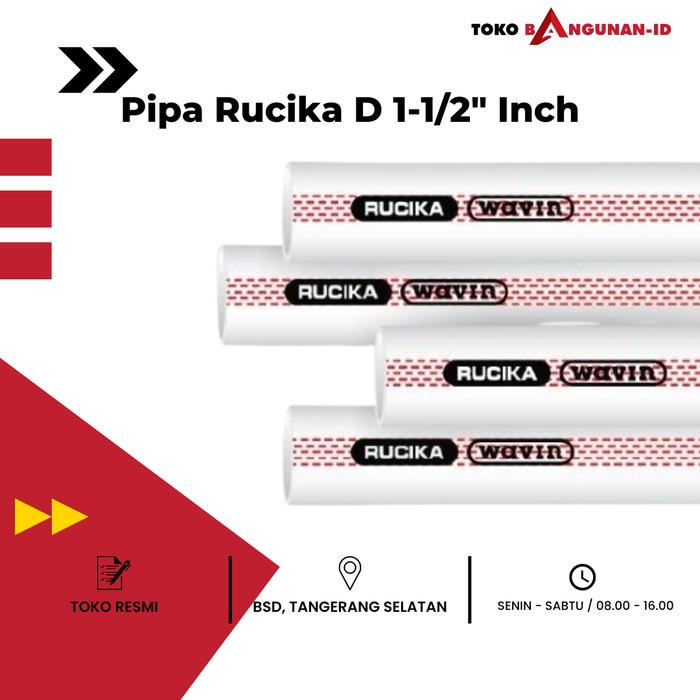 Jual Pipa PVC Rucika Standart D 1-1/2 inch - 1 Meter - Kota Tangerang ...