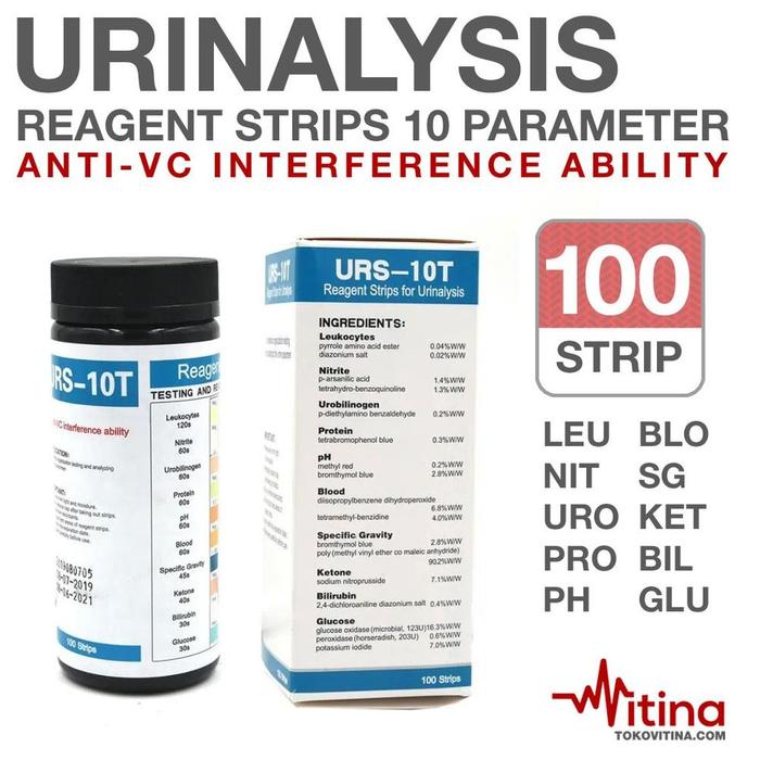 Jual URINALYSIS REAGENT STRIP 10 PARAMETER 100 STRIP TEST URINE TEST ...