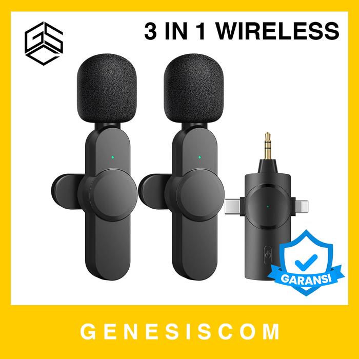 Promo Mic Wireless Clip On 3 in 1 AP031 - Lightning, Type C, 3.5mm Jack ...