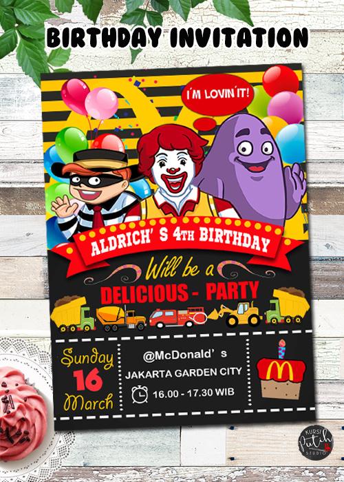 Jual Undangan ulang tahun birthday invitation ronald mcdonald mc donald ...