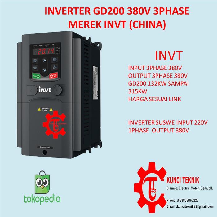 Jual Inverter INVT GD200 132Kw 132000WATT China In Out 380v 3phase ...