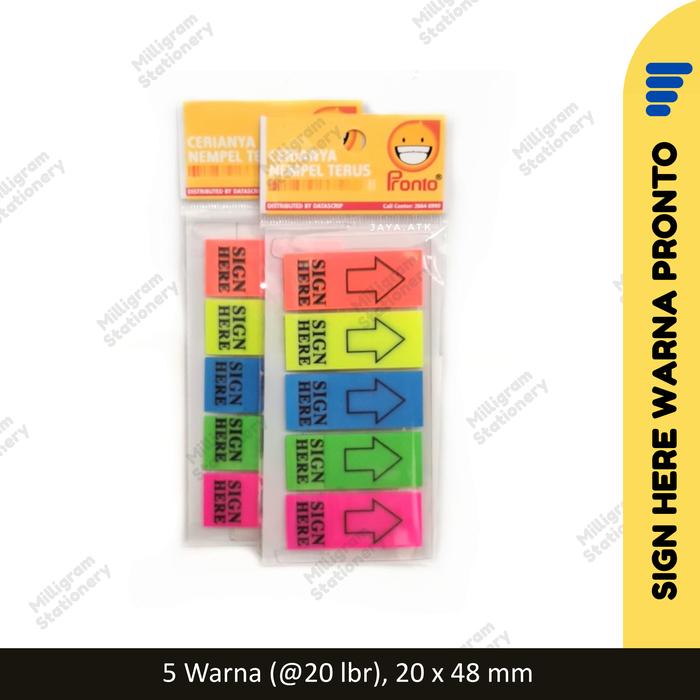 Jual Post It Sign Here Arrow Pronto 5 Warna/ Memo Penanda Plastik/ ECER ...