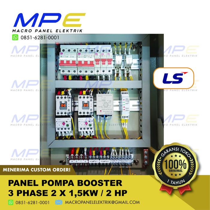 Jual Panel Pompa Booster 3 Phase 2 x 1,5 kW / 2 HP / Panel Booster Pump ...