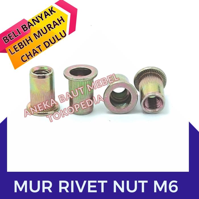 Jual MUR RIVET NUT M6 / RIVNUT M6 / NUTSERT M6x15 mm / 6 x 15 - Kota ...