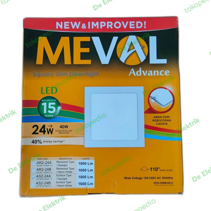 Jual Lampu Downlight LED Panel Kotak Outbow 24w MEVAL ADVANCE Putih AS2 ...