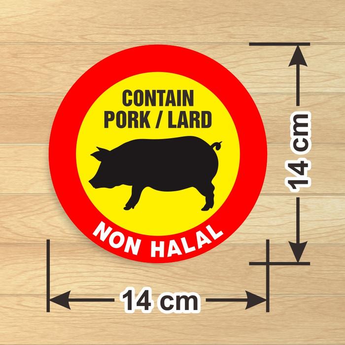 Jual Stiker Sign Non Halal Sticker Contain Pork Lard Mengandung Babi 14 ...
