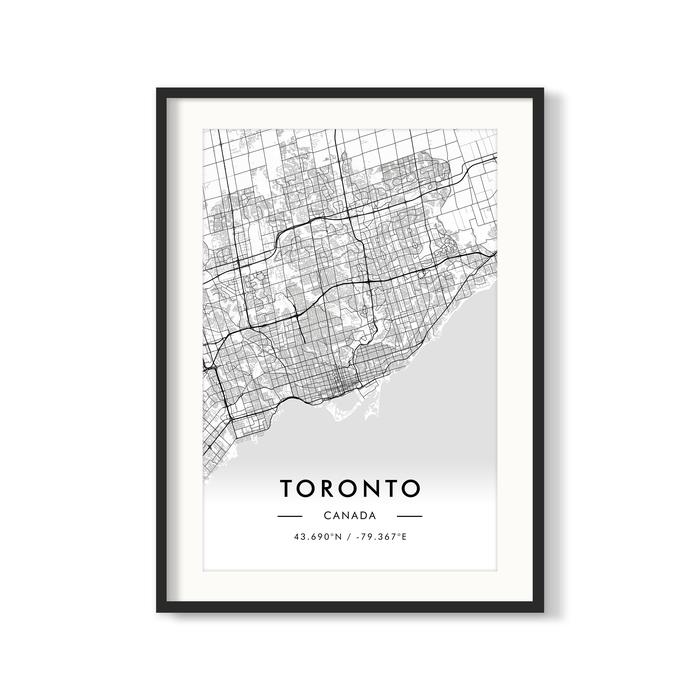 Jual Poster "Toronto City Map" + Premium Frame Kayu - Hitam+mat, Frame ...