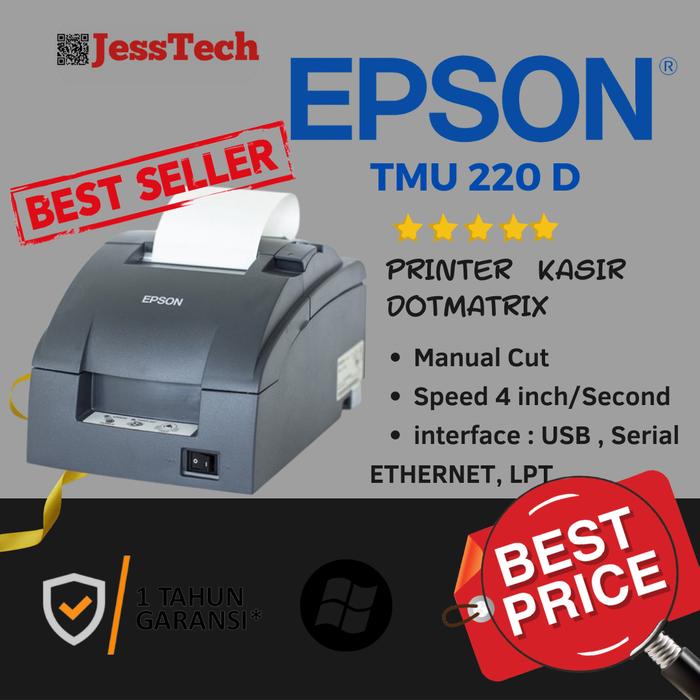 Jual EPSON TMU220D / TM-U220D DotMatrix Printer Kasir Port SERIAL/LPT ...