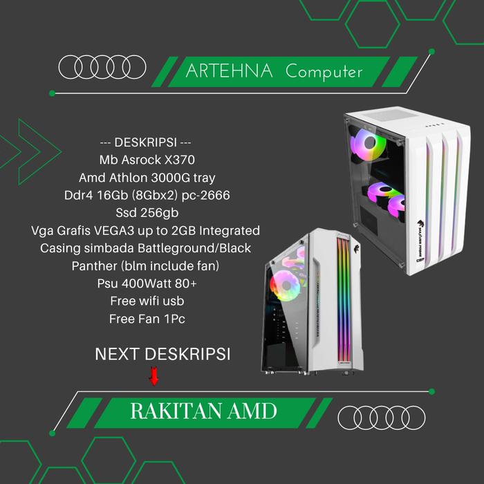 Jual pc rakitan komputer amd athlon 3000g ddr4 16gb ssd 256 mantap ...