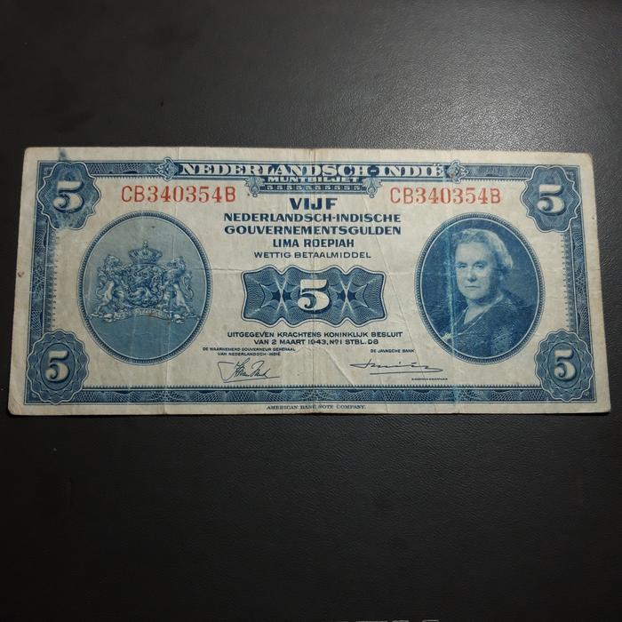 Jual UANG KUNO PECAHAN 5 RUPIAH SERI NICA 1943 ERA JAJAHAN BELANDA ...