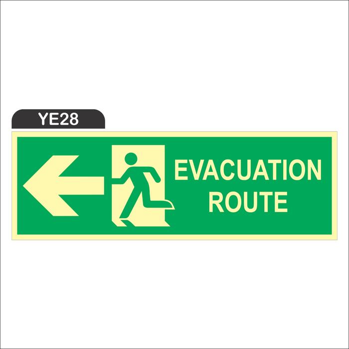 Jual RAMBU JALUR EVAKUASI (EVACUATION ROUTE) 45X15 CM - KODE YE28, PLAT ...