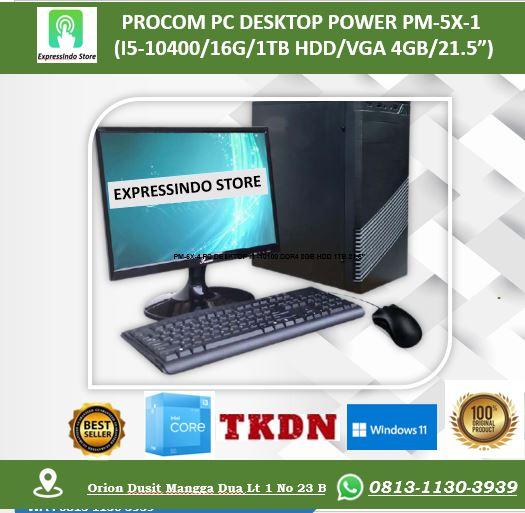 Jual PC DESKTOP TKDN PROCOM POWERPM 5X-1 I5 10400 16GB 1TB 4GB 21,5 WIND 10 - Jakarta Pusat ...