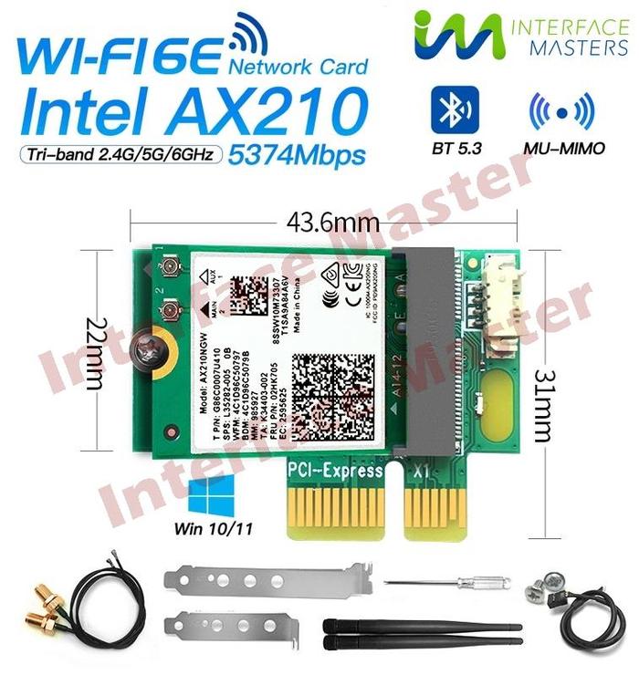 Jual PCIe WiFi Bluetooth Adapter PCI Express x1 Wireless Card AX210 6 ...