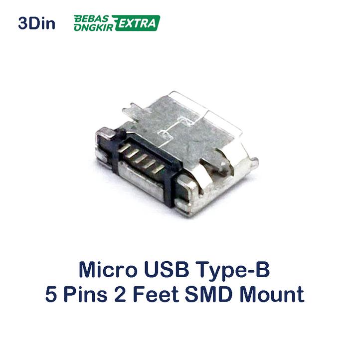 Jual Micro USB Female Type-B B 5P 5 Pin SMD PCB Mount Socket SMT - Kota Tangerang - 3Din Jakarta ...
