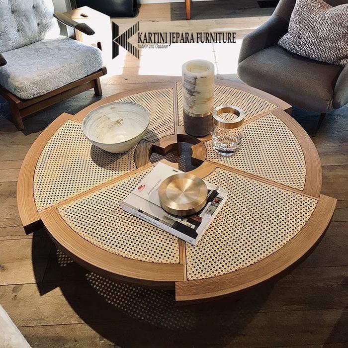 Jual Coffee table meja kopi meja sofa meja tamu rotan bulat minimalis ...