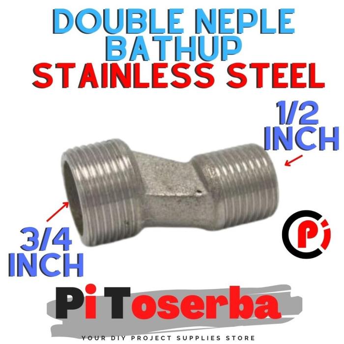 Jual Double Nepel Nipel Drat Luar Pipa Stainless Steel SUS304 Banyak Ukuran - 1 x 1 Inch - Kota ...