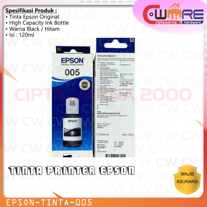 Jual Tinta Printer EPSON 005 Warna hitam Black refill ink M tipe - Kota ...