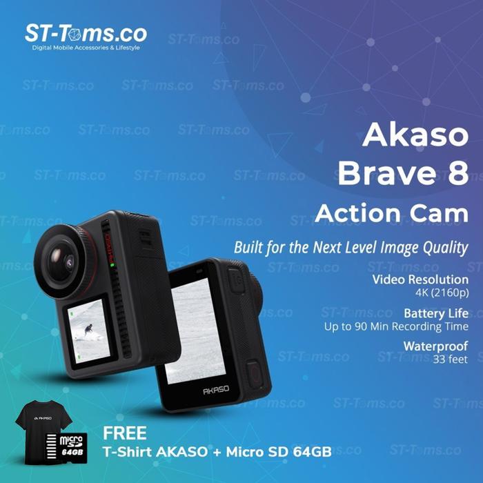 Promo Akaso Brave 8 4K 60FPS Waterproof Action Camera Dual Screen Actioncam Cicil 0% 3x ...