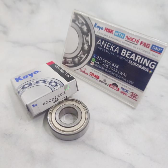 Jual BEARING 6202ZZ KOYO JEPANG ASLI 6202 ZZ MOTOR TUTUP BESI 15X35X11 ...