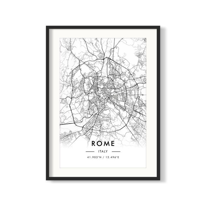 Jual Poster "ROME Map" + Premium Frame Kayu 40x55cm Dengan Matboard ...
