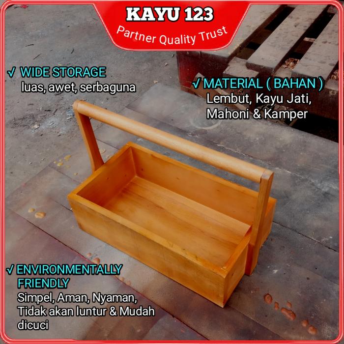 Jual Wooden Box Carrier 35x20x10 Cm Keranjang Kayu Multifungsi di ...