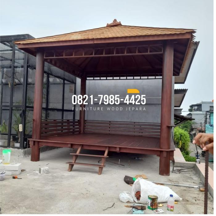 Jual gazebo saung kayu kelapa minimalis ukuran 3 x 3 meter - Kab ...