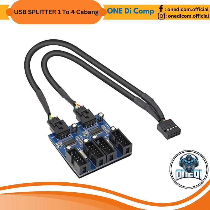 Jual Kabel USB Motherboard 9 pin Splitter 1 to 4 cabang front panel hub ...